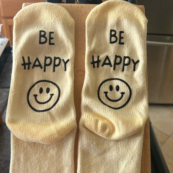 Accessories | Nwot Fun Slipper Socks With The Print Be Happy | Poshmark